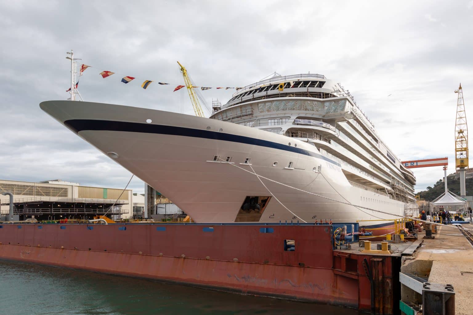 Viking's Largest Ocean Cruise Ship Touches Water for the First Time