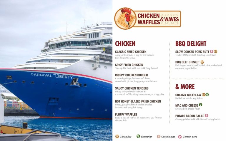 Carnival Cruise Line Tests New “Chicken & Waffles” Lunch Menu on ...